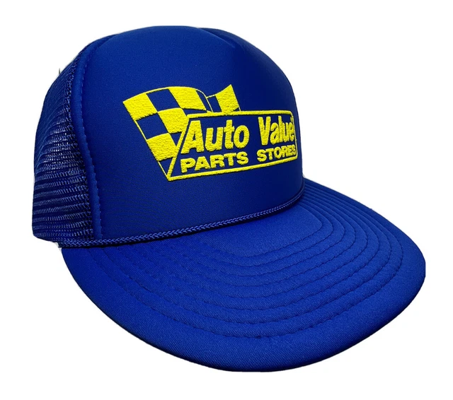 VINTAGE AUTO VALUE Parts Stores Blue Mesh Back Snapback Nissin Trucker ...