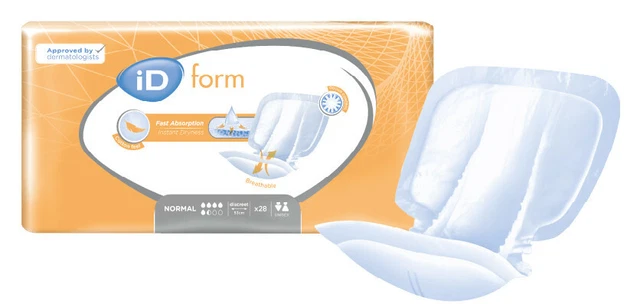 ID EXPERT FORM Shaped Normal Incontinence Pads Sealed Pack 28 Pads £7. ...