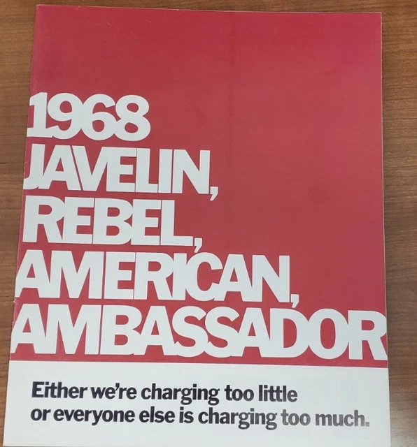 1968 AMC RAMBLER Javelin SST Rebel Ambassador American Sales Brochure ...