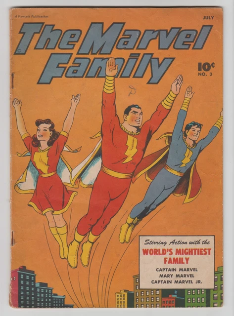 MARVEL FAMILY #3 (1946) Fawcett âge d'or Captain Marvel Mary Jr Shazam ...