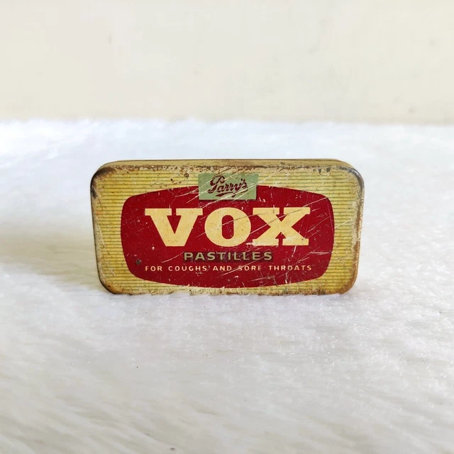 VINTAGE PARRYS VOX Pastilles For Cough & Sore Throats Advertising Tin ...