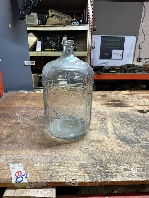 VINTAGE CRISA 5 Gallon Absopure Blue Tint Glass Bottle Jug Carboy ...