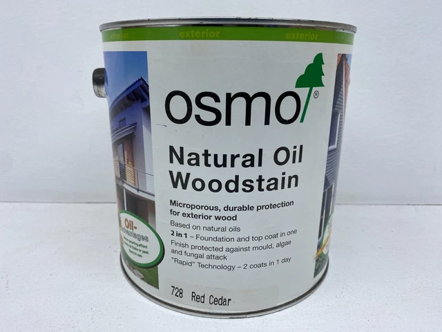 OSMO NATURAL OIL Woodstain 728 'Red Cedar' 2.5L Exterior Wood Stain 2.5 Litre £85.99 - PicClick UK
