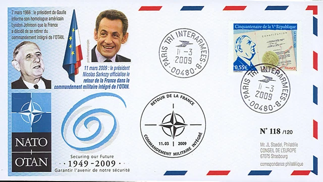 FDC FRANCE &RETURN of France into NATO / DE GAULLE - SARKOZY" (Paris ...
