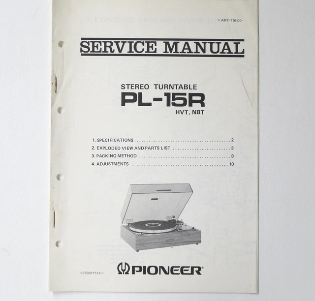 ORIGINAL PIONEER PL-15R Stereo Turntable Service Manual / Service Anleitung !!! EUR 22,00 ...
