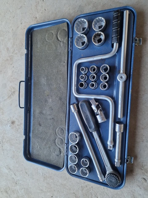 VINTAGE GEDORE METRIC 1/2" Drive Ratchet Socket Set Complete classic ...
