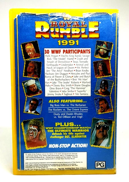 WWF ROYAL RUMBLE 1991 VHS PAL Extremely Rare EX-RENTAL Big Box TESTED ...