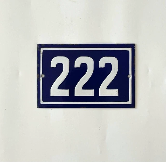 VINTAGE 1950'S ENAMEL Porcelain Street House Sign 222 Plaque Number ...