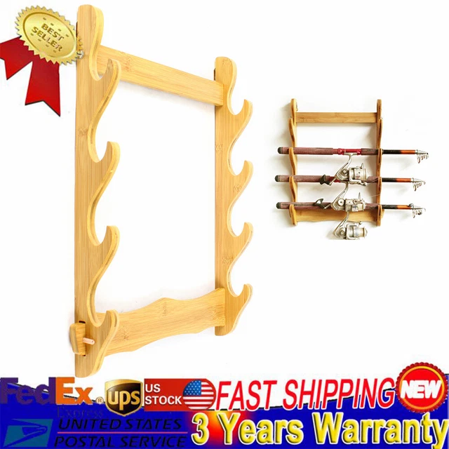 3 GUN RACK Rifle Shotgun Wall Mounted Natural Wood Finish Storage Shelf ...