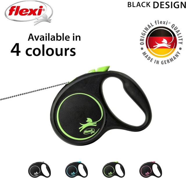 FLEXI BLACK DESIGN Cord Green Small 5m Retractable Dog Leash/Lead for ...