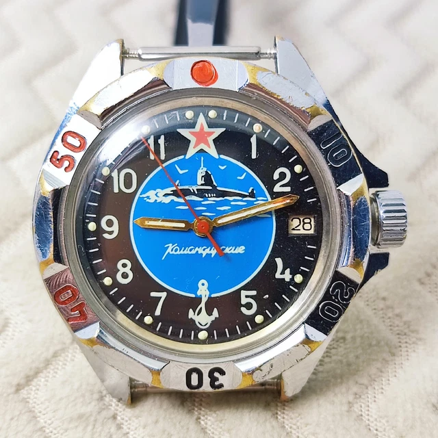 SOVIET VOSTOK KOMANDIRSKIE submarine men's watch, Cal. 2414 A, 1990's £ ...
