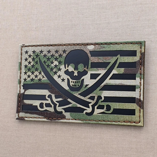 JOLLY ROGER CALICO Jack Jumbo 3x5 IR multicam America Flag tactical ...