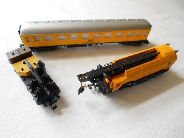 N GAUGE IBERTREN crane with support wagon and coach, 472, Network Rail ...