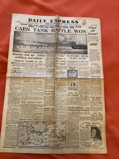 WW2 D DAY Caen Tank Battle Express June 8 1944 Original Newspaper ...
