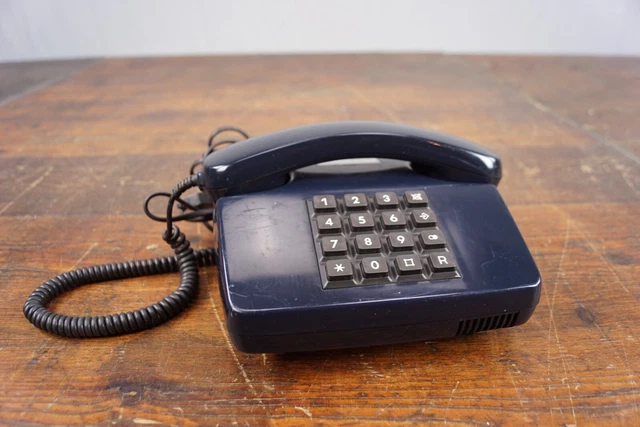 70ER VINTAGE POST Telefon Tastentelefon 80s Schnurtelefon Retro blau ...