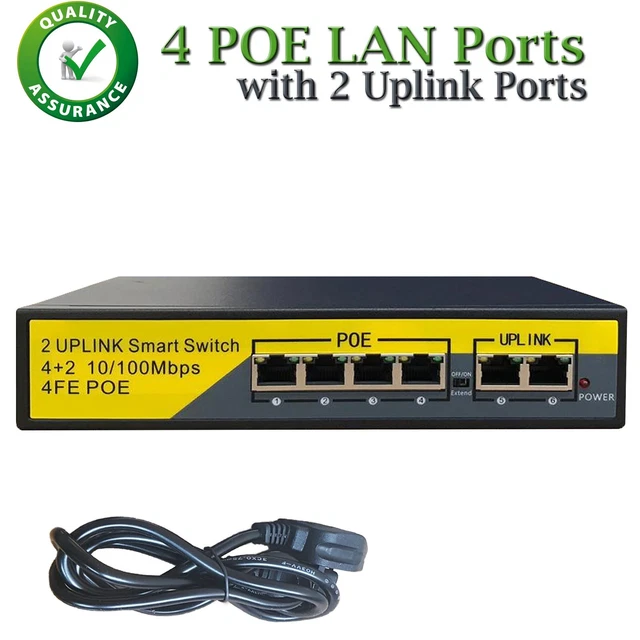 POE 4PORT ETHERNET IP Network Device Power Over Cameras NVR Switch HUB ...
