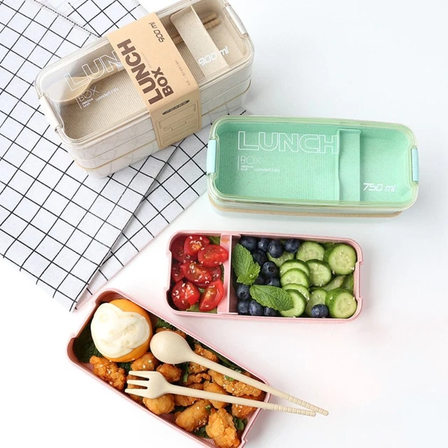 FOOD STORAGE CONTAINER 900ml Wheat Straw Bento Boxes Lunch Box Lunchbox ...