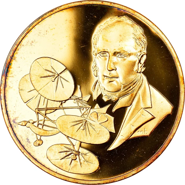 FRANCE, MÉDAILLE, CONQUÊTE de l'Air, Sir Georges Cayley, Aviation, FDC ...