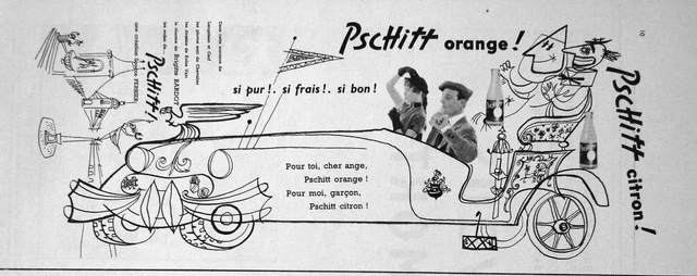 PUBLICITÉ DE PRESSE 1955 Pschitt Citron Ou Orange Perrier - Brigitte ...