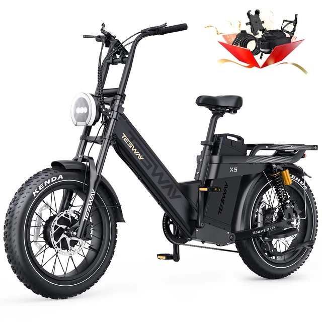 20 INCH ELECTRIC Bike TESWAY X5-AWD Mountain EBike 52V 60AH Hydraulic ...
