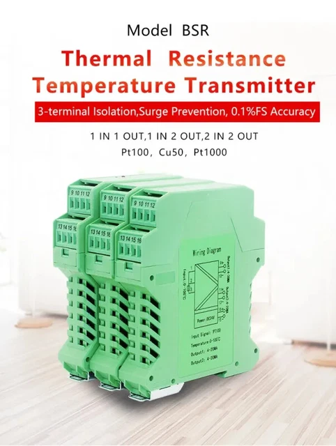 SIGNAL ISOLATOR CONVERTER Thermal Resistance RTD pt100 Input 4-20mA 0 ...