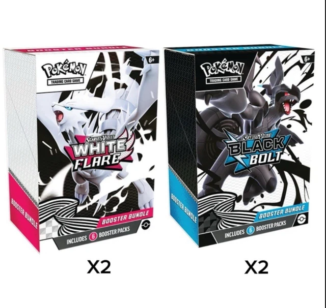 POKÉMON TCG BLACK Bolt and White Flare Booster Bundle 2 PAIRS - IN HAND ...