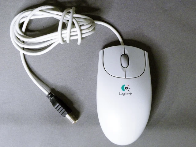 VINTAGE LOGITECH FIRST Pilot Wheel USB Mouse M-BE58 2-Button Scroll ...