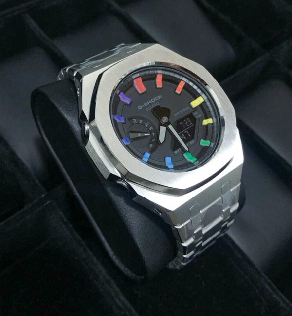 CASIO GSHOCK GA-2100-1A1ER Rainbow Dial Custom Casioak Steel Case Mod ...