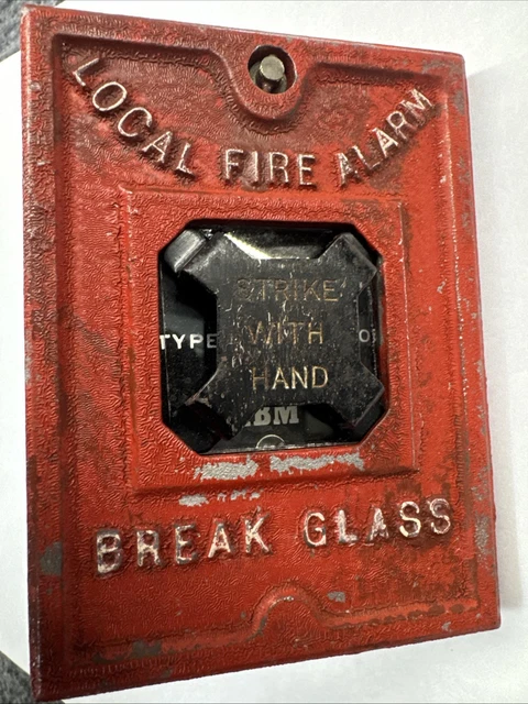 RARE VINTAGE IBM Local Fire Alarm Break Glass Pull Station Strike With ...