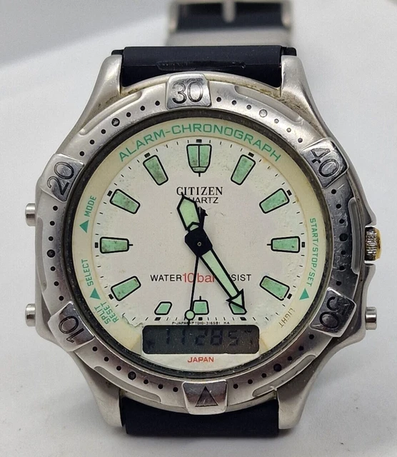 WATCH CITIZEN T011-313216 Alarm Chronograph Ana-Digi Vintage 38mm Overhauled $177.38 - PicClick AU