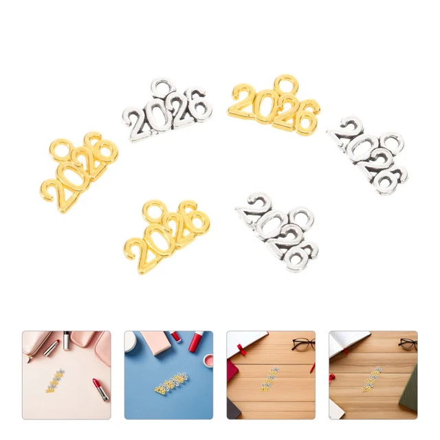 100PCS 2026 NUMBER Charms - 2026 Year Number Pendant Charms - Mini ...