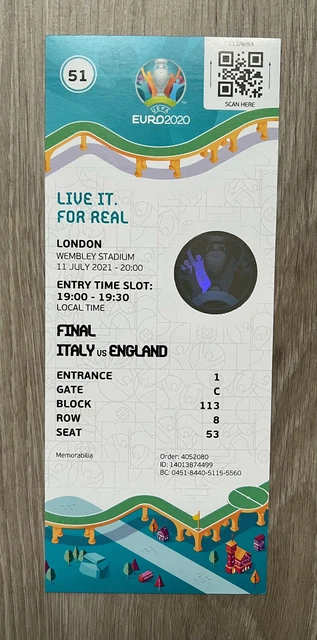 ENGLAND V ITALY - Official UEFA Match Ticket - Euro 2020 Match 51 Final ...