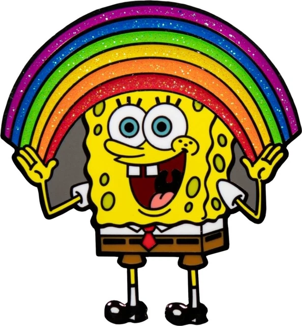 Spongebob Squarepants Spongebob Rainbow Glitter Enamel Pin Iko1831 3719