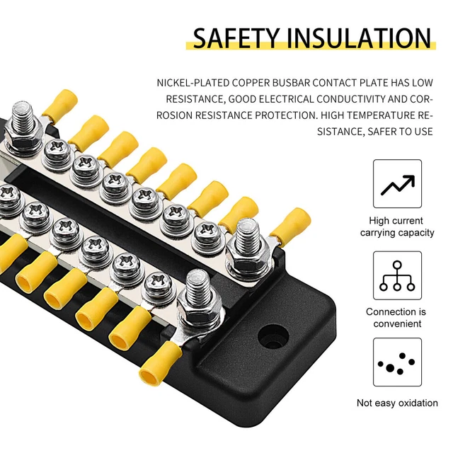 BUSBAR 12-48V MCB Connector Fire Prevention Bus Bar Connector Dustproof ...