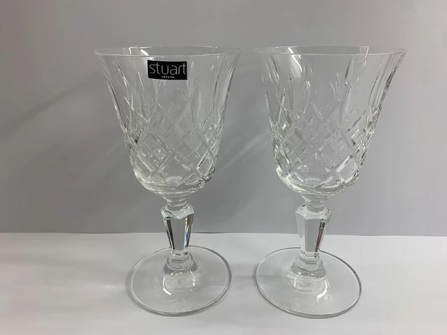 STUART CRYSTAL CUT Glass Wine Glasses 16.5cm Tall Chester x 2 £29.81 ...