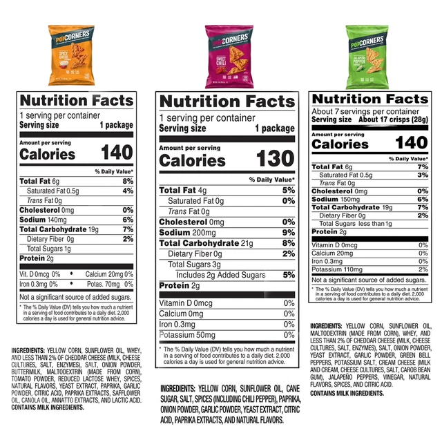 POPCORNERS SPICY VARIETY Pack Chips, 1 oz., (Pack of 28) $60.10 ...