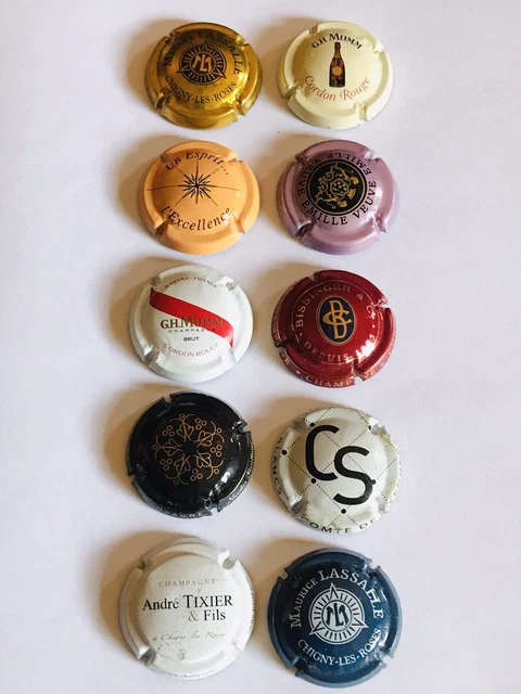 LOT 10 CAPSULES Champagne Muselet Collection Mumm Lassalle Bissinger ...