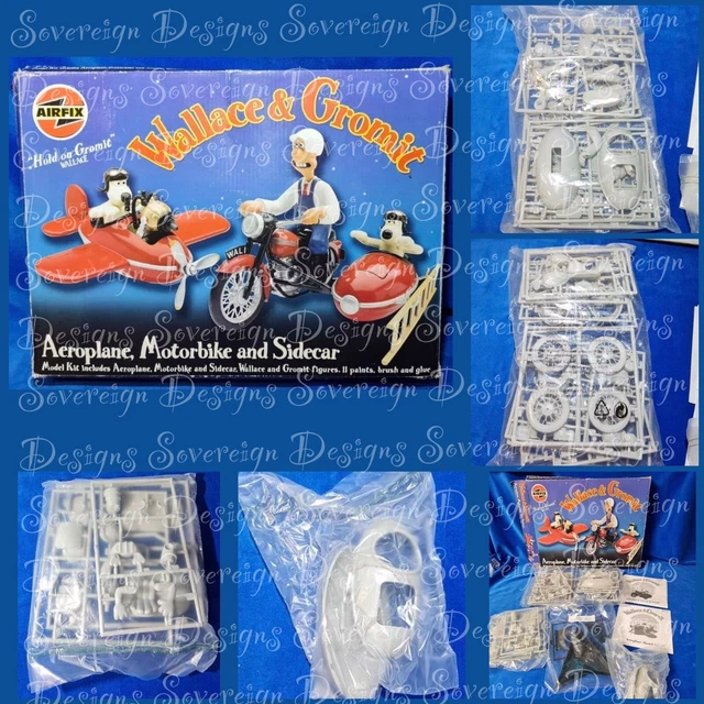 WALLACE & GROMIT Aeroplane, Motorbike & Sidecar Rare Airfix Model Kit £ ...