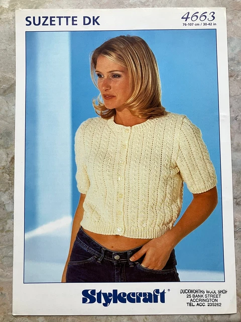 STYLECRAFT WOMAN DK Cable Cropped Cardigan Knitting Pattern 4663 892.8. ...