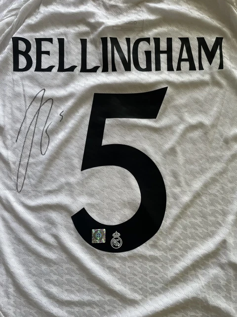 REAL MADRID HOME Shirt 2024-Jude Bellingham Signed EUR 550,00 - PicClick IT