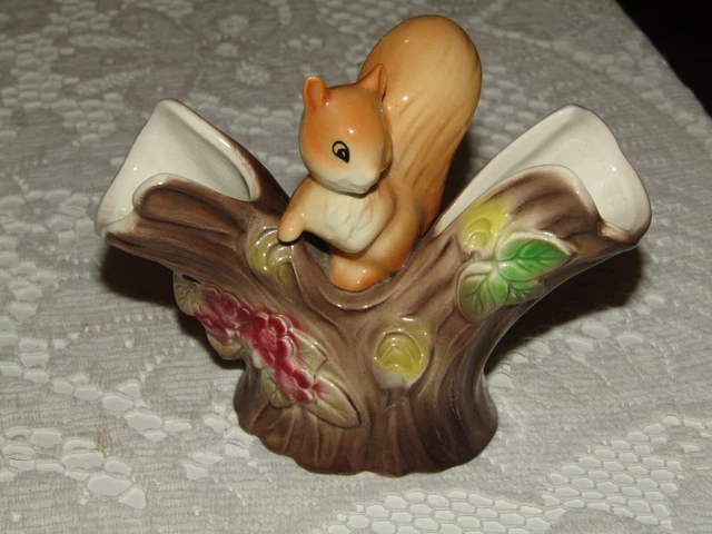 RARE VINTAGE HORNSEA Pottery Fauna Twin bud Vase Squirrel on Tree Trunk no.14 £7.99 - PicClick UK