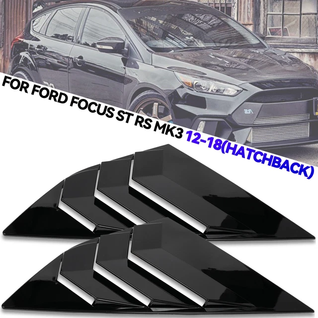 2 X GLOSS Black Car Rear Window Louvers Vent Trim For Ford Focus ST RS ...
