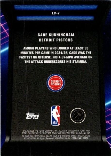 2025-26 TOPPS CHROME Basketball Cade Cunningham Insert - Free Shipping ...