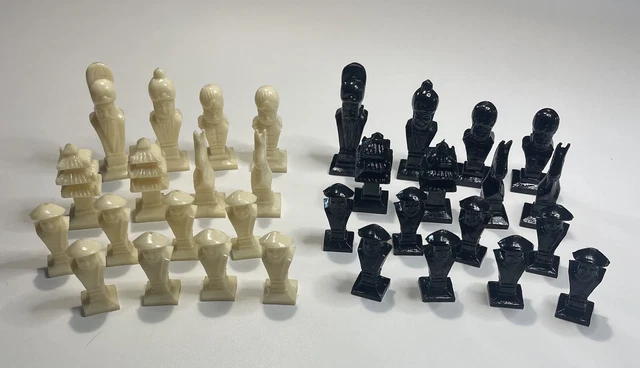 ASIAN / CHINESE Resin Chess Set 32 Pieces Solid no board Black White £ ...