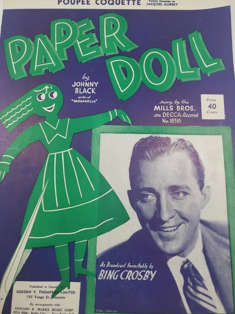 1940S PAPER DOLL Bing Crosby Sheet Music 9 82 PicClick 1940s-paper-doll-bing-crosby-sheet-music-9-82-picclick