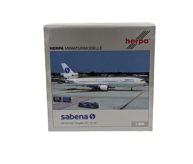 HERPA SABENA MCDONNELL Douglas DC 10-30 Plane Reg 00-SLG 554572 Scale 1 ... HERPA SABENA MCDONNELL Douglas DC 10-30 Plane Reg 00-SLG 554572 Scale 1 ...