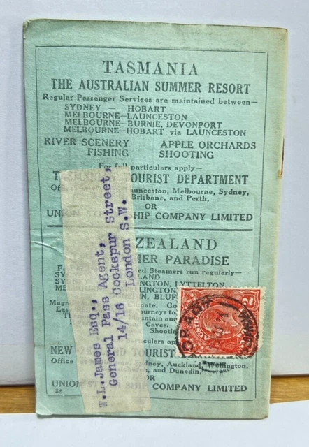 UNION STEAM SHIP Co New Zealand Pocket guide August 1924 Australian ...