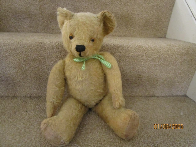 ANTIQUE, VINTAGE, THREADBARE, jointed, mohair Teddy Bear with hump ...