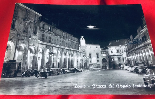 🌈BELLA CART. DI FERMO Marche Notturno Piazza del Popolo Ancona Macerata ...