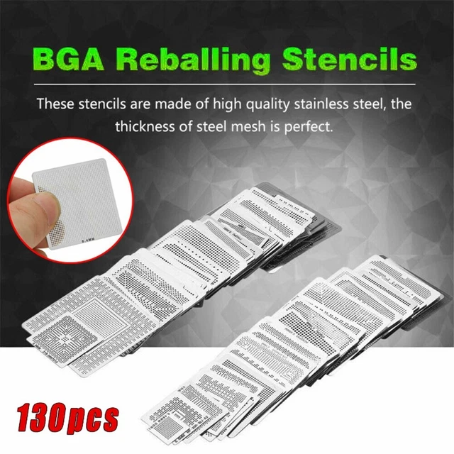 PROFESSIONAL GRADE 130PCS Reballing Rework Stencils with Direct Heating ...